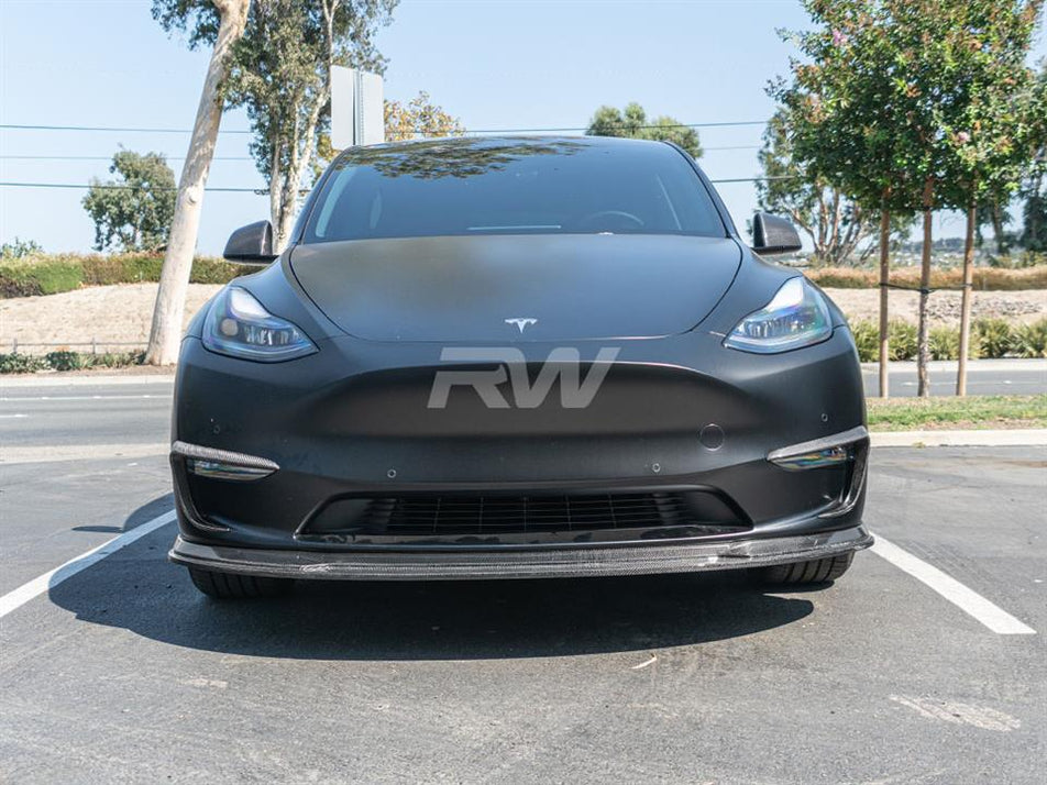 Tesla Model Y Carbon Fiber Front Lip Spoiler — Manji